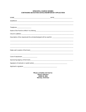 ECW CONTINUING EDUCATION GRANT APPLICATION Doc Template | pdfFiller