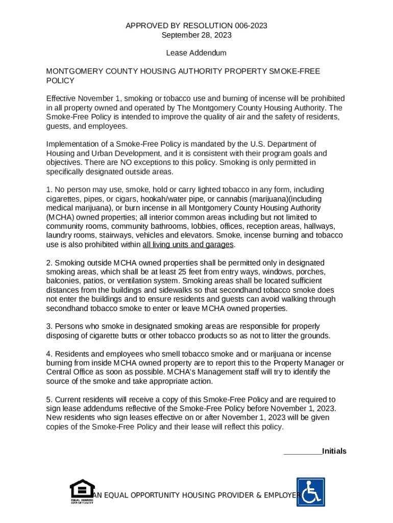 Revised No Smoking Addendum Doc Template | pdfFiller