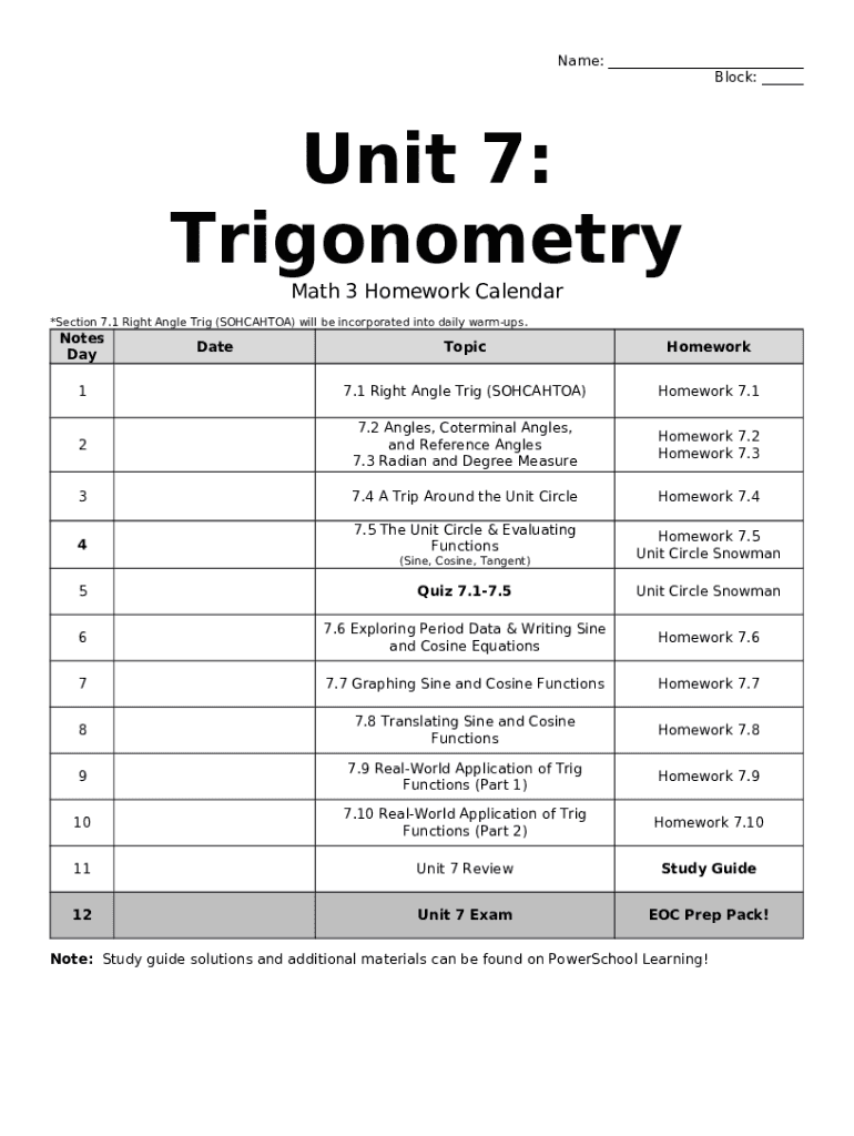 Prereq 7: Solving Right Triangle Problems Using Trigonometry Doc Template | pdfFiller