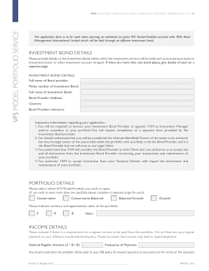 Fillable Online vfs model portfolio service - application form Fax ...