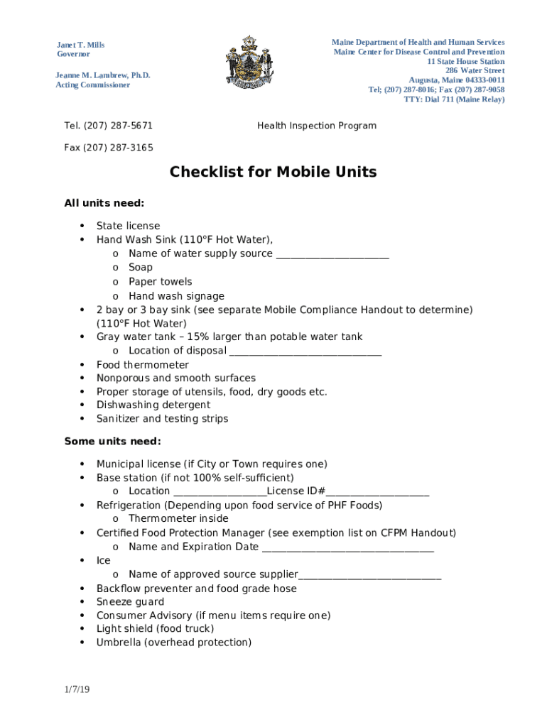 Pre-Inspection Checklist for New OwnersLa Dept. of Health Doc Template ...