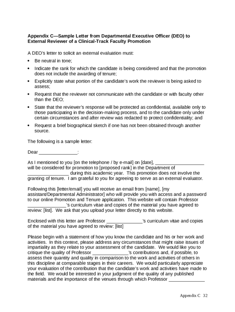 Sample letter to request external evaluation for faculty - medicine ...