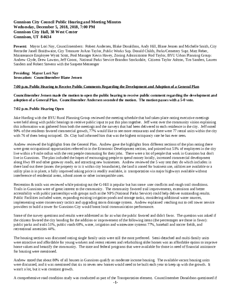 Present:Mayor Lori Nay, Councilmembers:Robert Andersen, Blake Donaldson ...