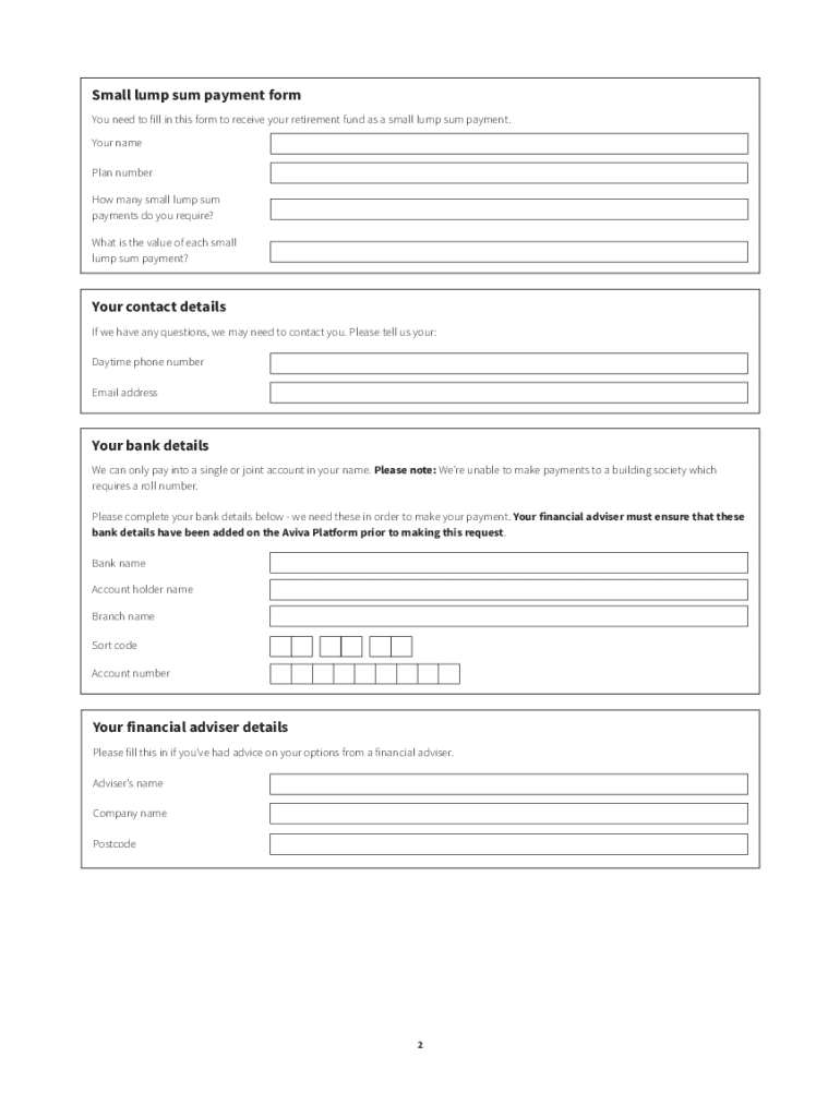 Fillable Online A small lump sum payment from your plan Fax Email Print - pdfFiller