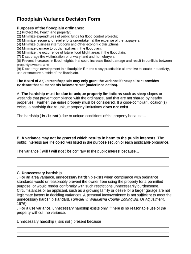 Variance Decision Doc Template | pdfFiller