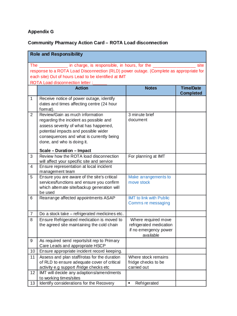 Black Start and Rota Load Disconnection Doc Template | pdfFiller