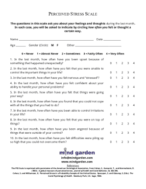 Fillable Online nursing osu Perceived Stress Scale - In each case, you ...