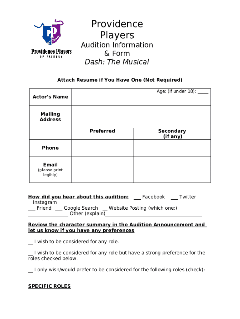 Audition Ination & Playing Juliet, Casting Othello Doc Template | pdfFiller