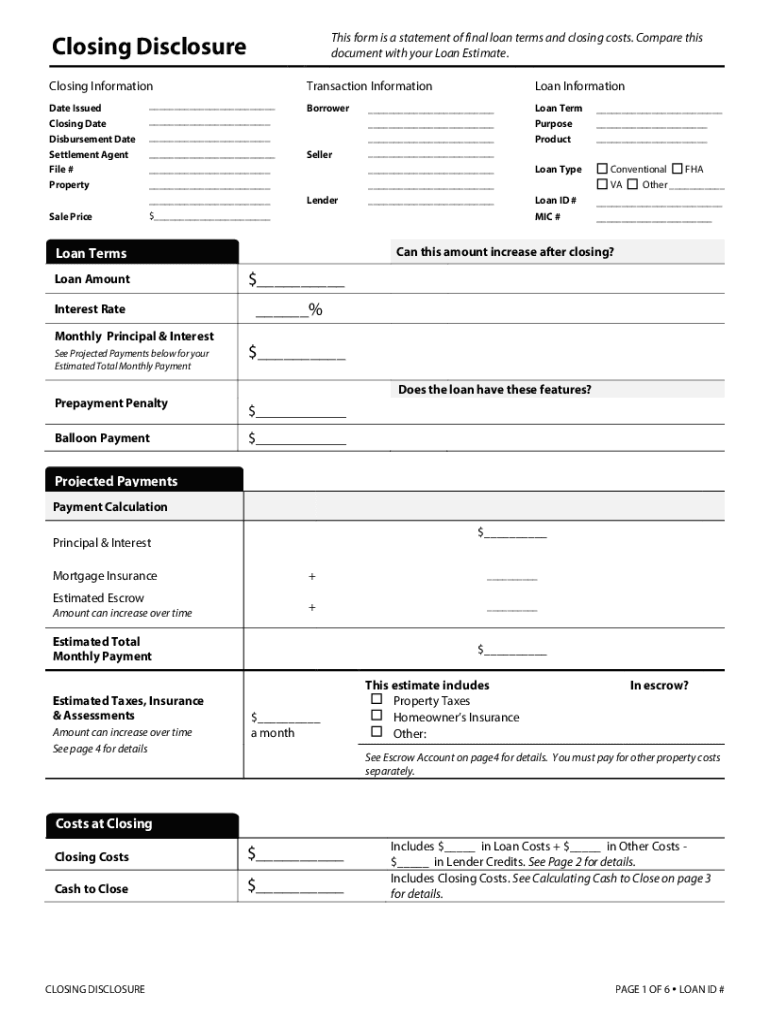 Fillable Online TILA RESPA Integrated Disclosure - files ...