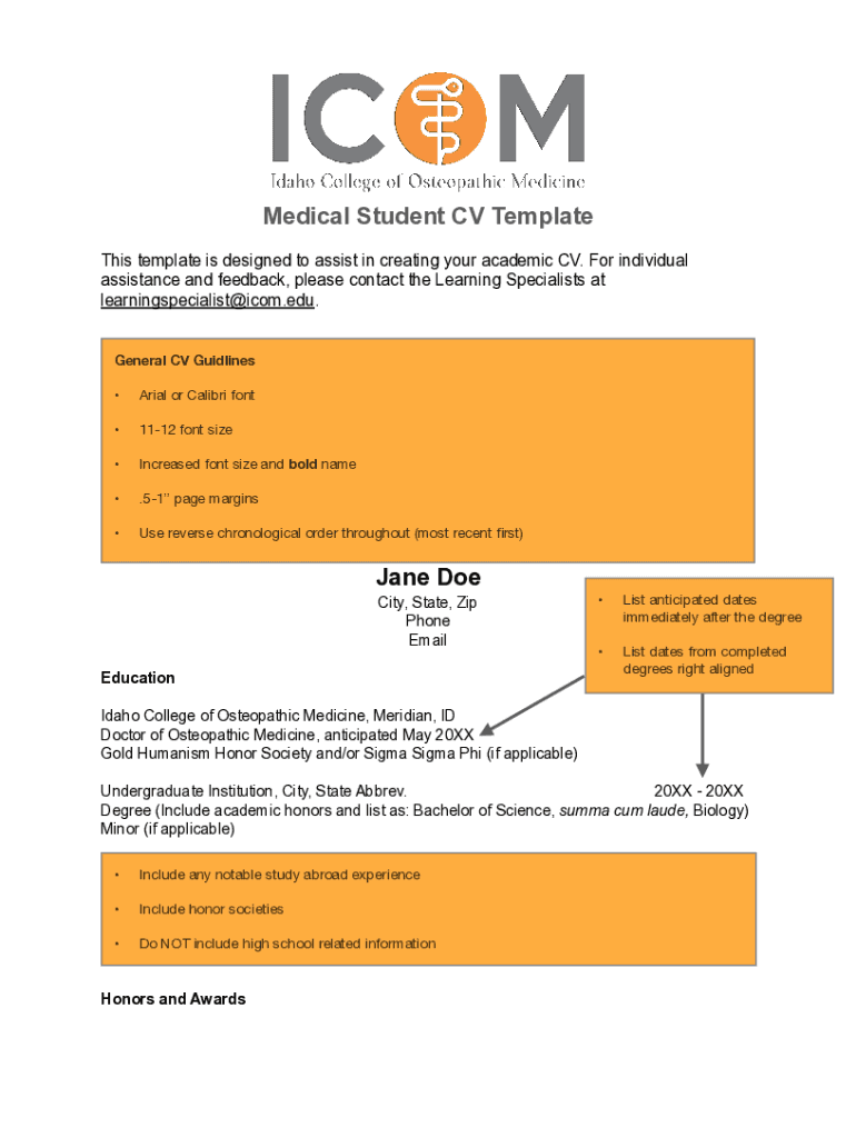 Fillable Online ICOM Student CV Template062623 Fax Email Print - pdfFiller