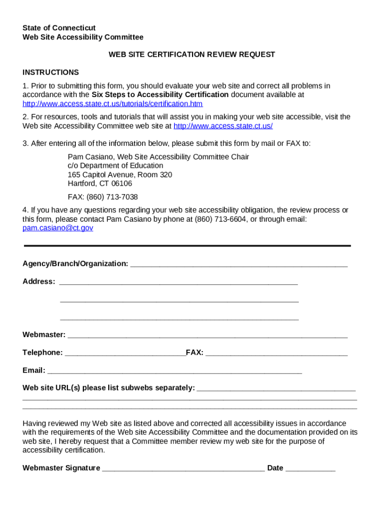 Web Site Accessibility Certification Review Request Doc Template ...
