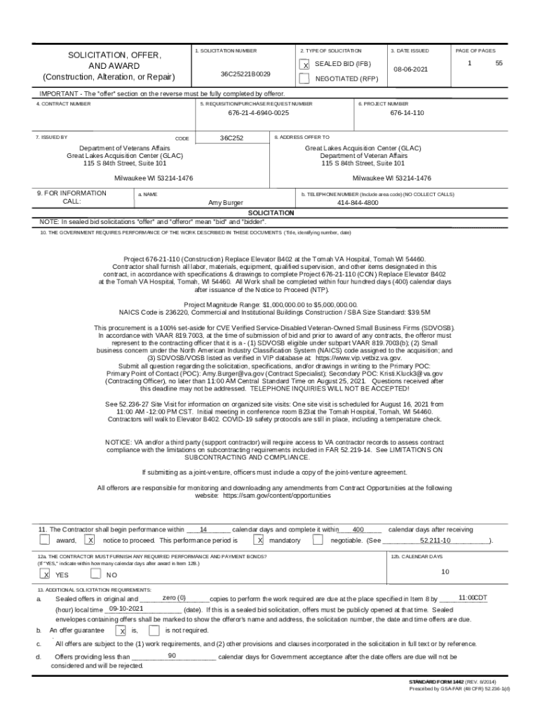 RFQ - Northport VAMC Elevator Service Contract Doc Template | pdfFiller