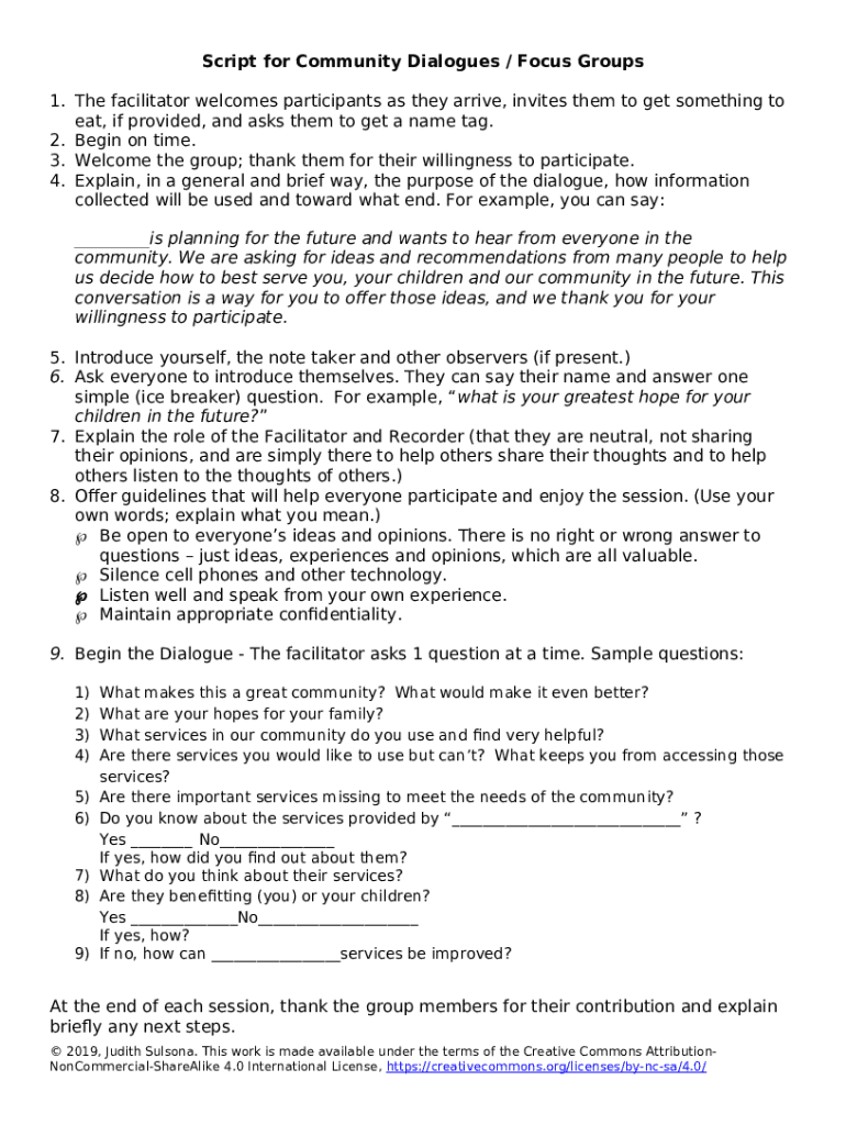 Sample Focus Group Script or Discussion Guide - TargetHIV Doc Template ...