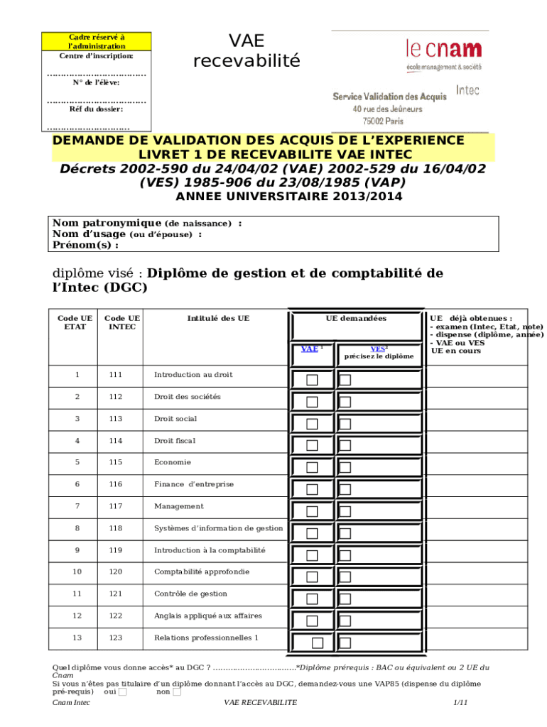 dossier de demande de validation des acquis de l'experience Doc Template | pdfFiller