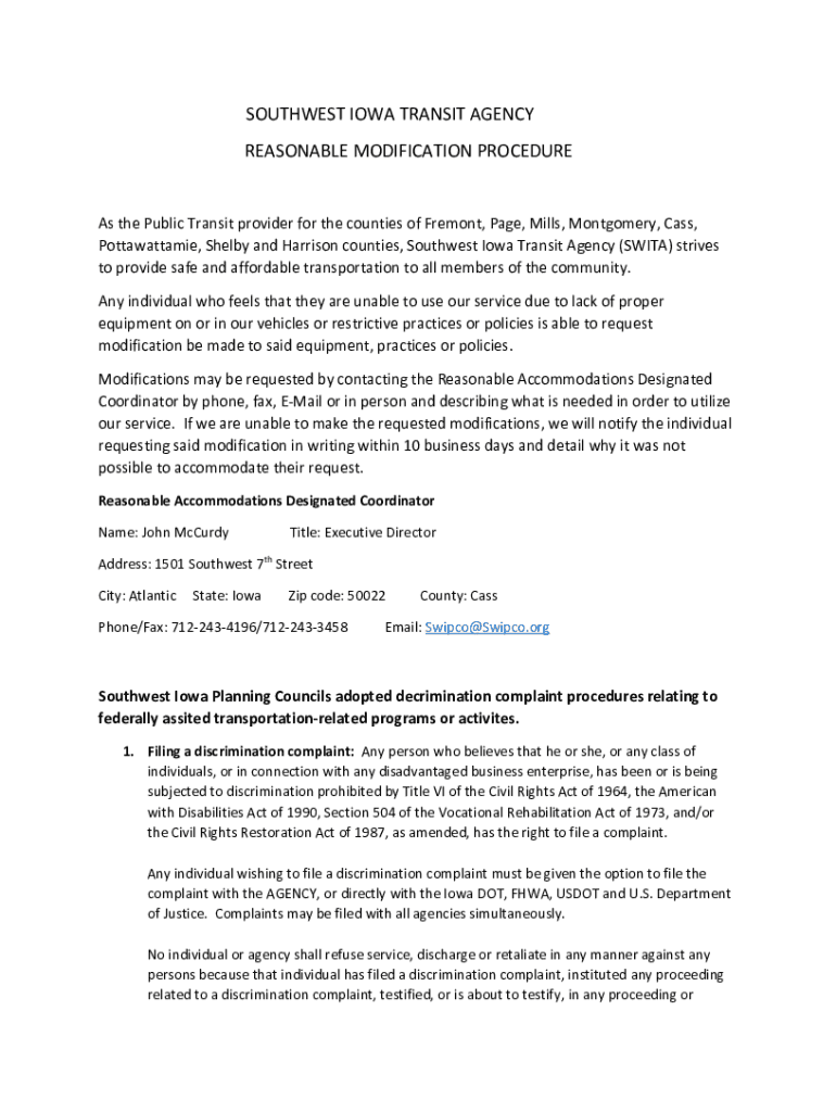 Fillable Online How to ride - Southwest Iowa Transit Agency (SWITA) Fax ...