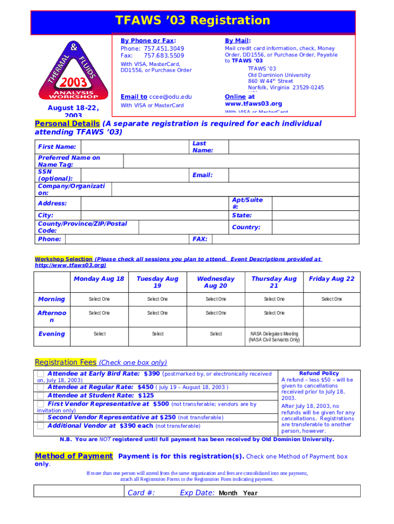 Registration now open!Thermal & Fluids Analysis Workshop ... - tfaws ...