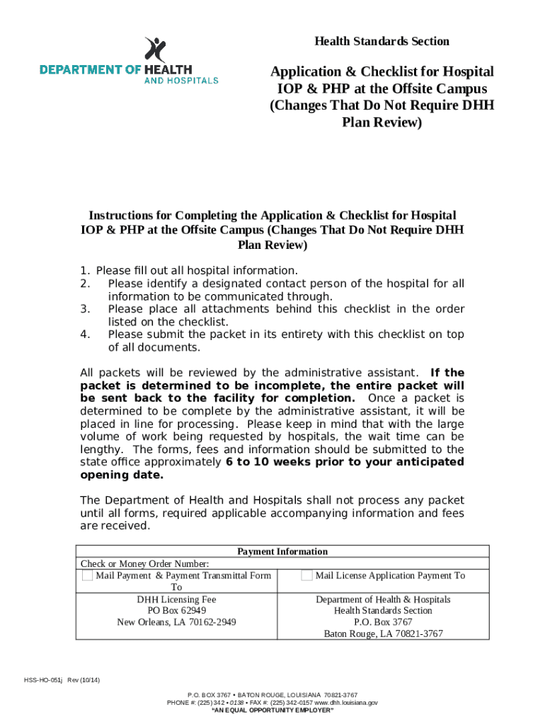 Health Standards Section Application & Checklist for Hospital ... Doc ...