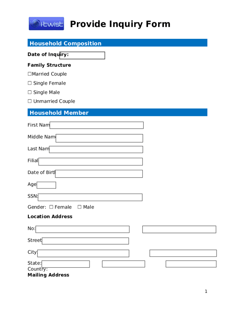 Provide Inquiry Doc Template | pdfFiller