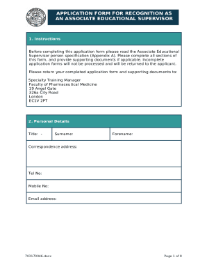 Associate Educational Supervisor application Doc Template | pdfFiller