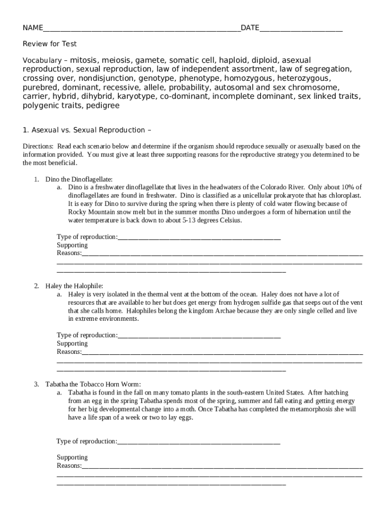 Cell Division, Genetics, and Molecular Biology ... Doc Template | pdfFiller