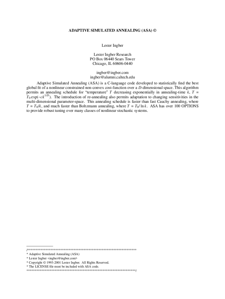 Fillable Online (PDF) Adaptive simulated annealing (ASA): Lessons learned Fax Email Print ...