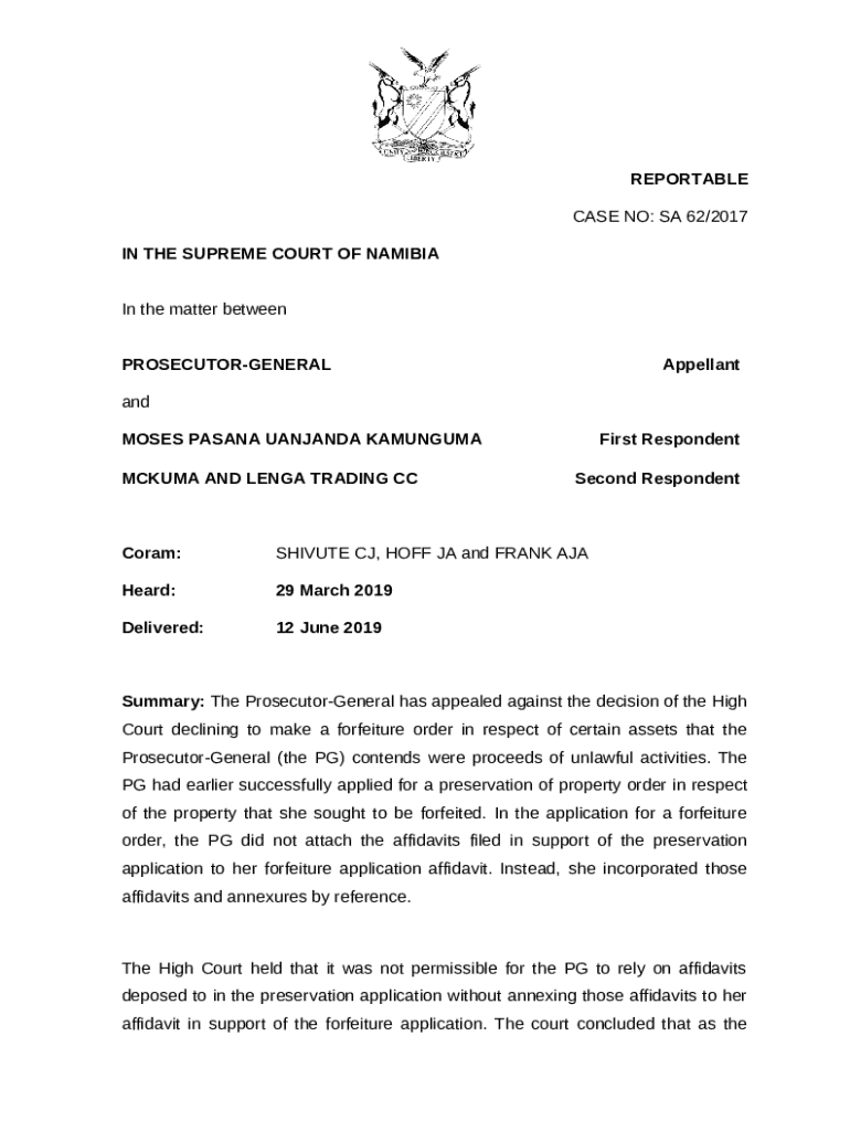 Prosecutor-General v Kamunguma and Another (SA 62 of ... Doc Template ...