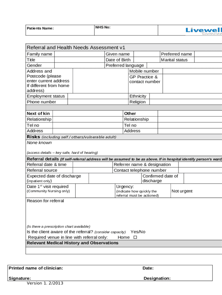 Respiratory referral - Devon ulary Doc Template | pdfFiller