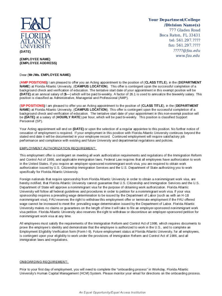 Acting Appointment Doc Template | pdfFiller