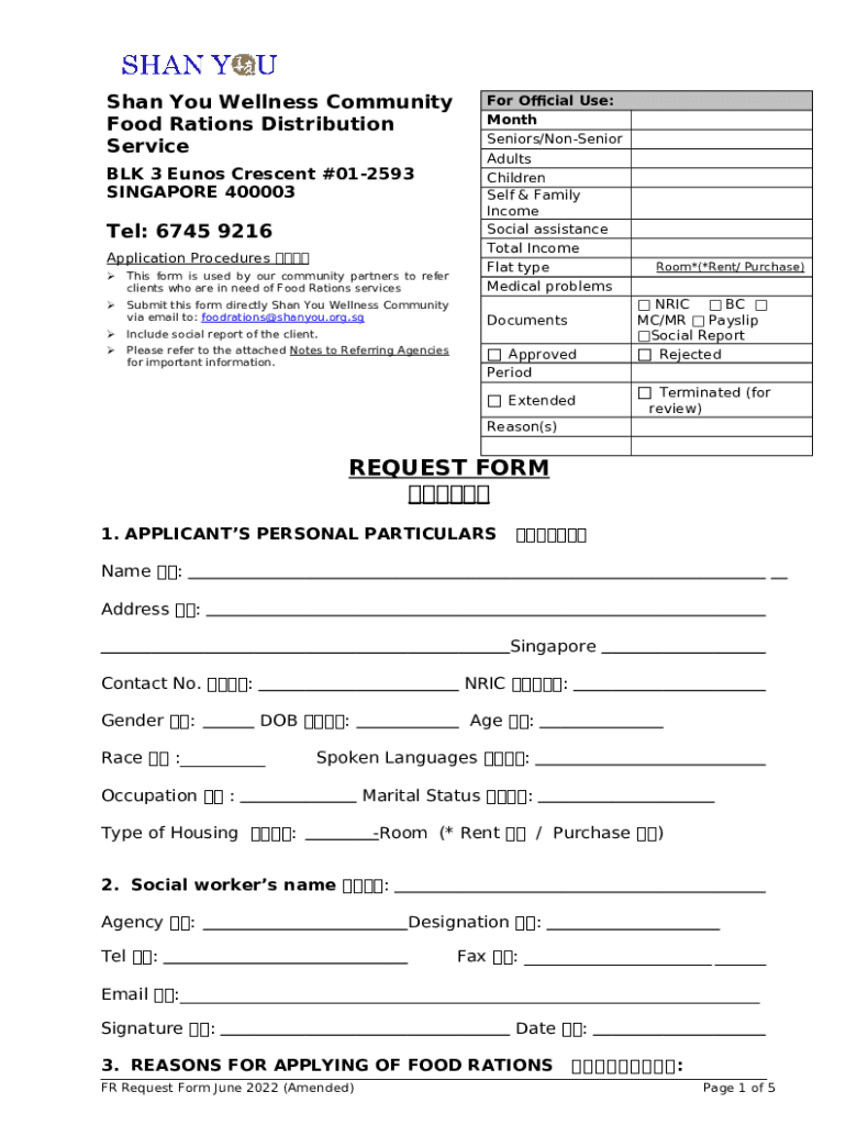 request for food rations service Doc Template | pdfFiller