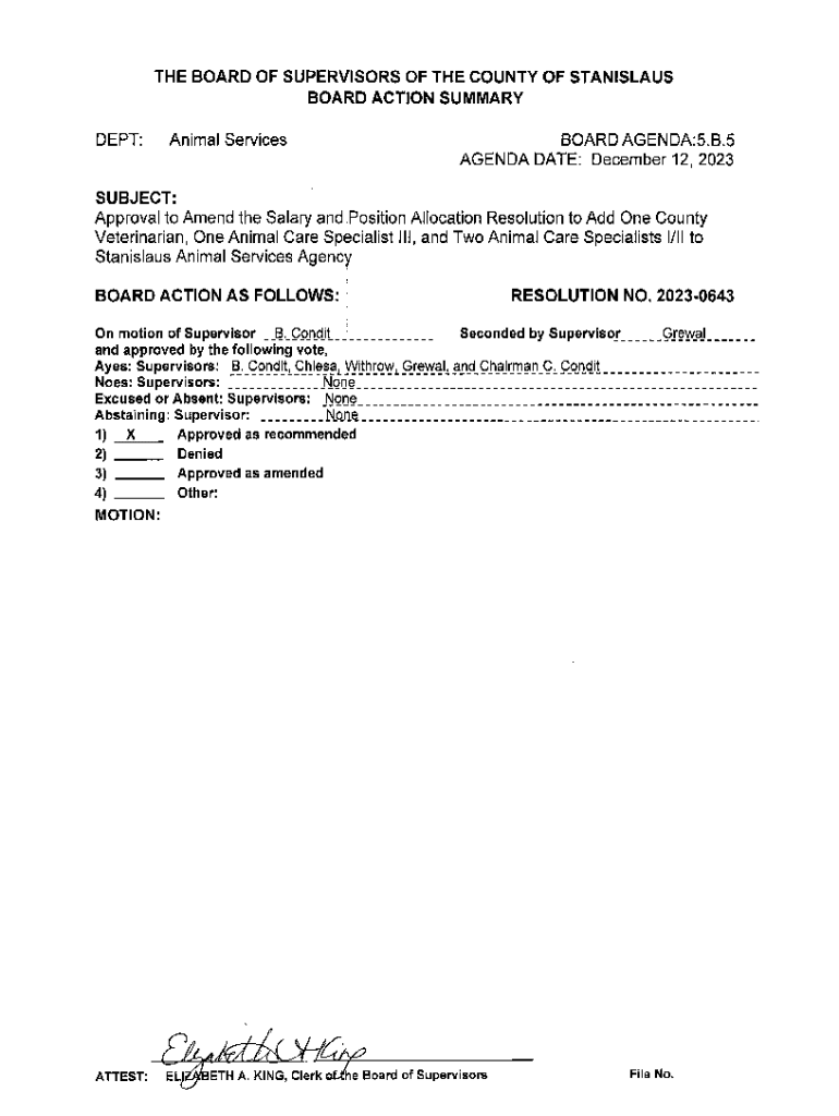 Fillable Online Approval to Amend the Salary and Position Allocation ...