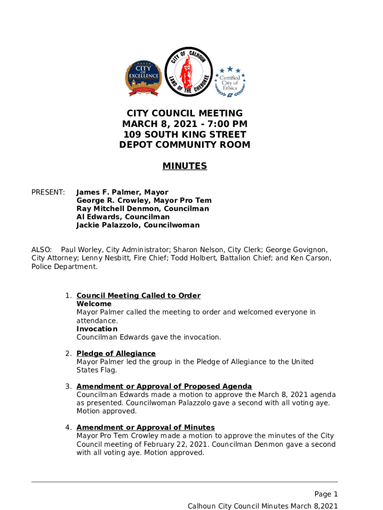 ALSO:Paul Worley, City Administrator; Sharon Nelson, City Clerk; George ...