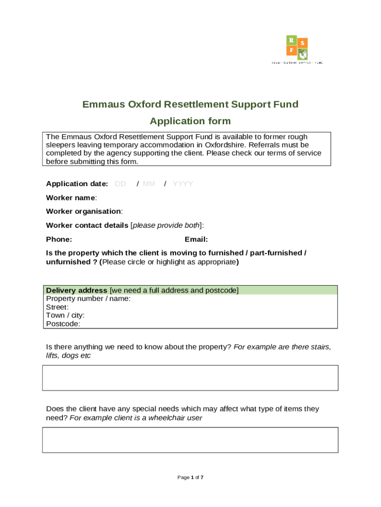 Emmaus Oxford Resettlement Support Fund Application - emmaus org Doc ...