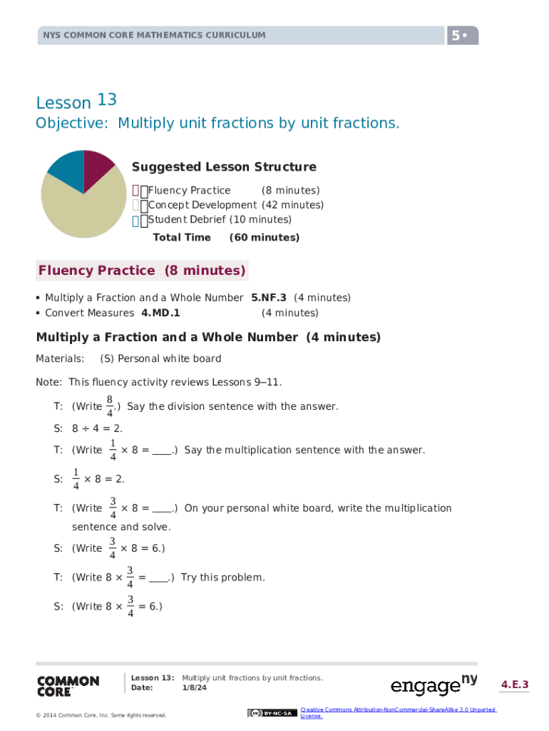 Lesson 13: Objective: Multiply Unit Fractions by Unit Fractions Doc ...