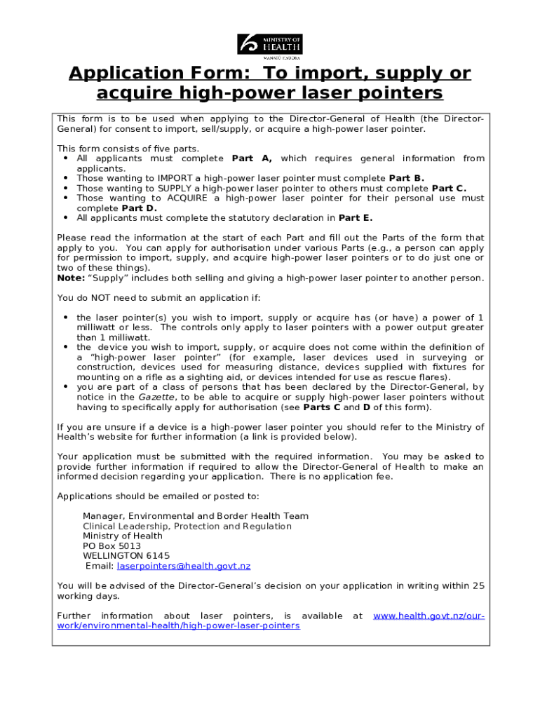 Application for consent to import, supply, or export a ... Doc Template ...