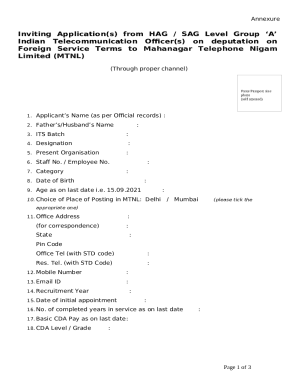 Click to view application - MTNL Doc Template | pdfFiller