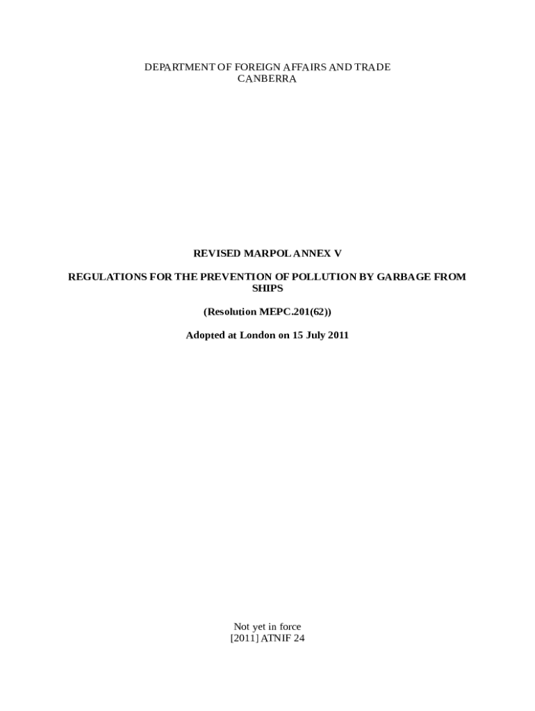 MARPOL Annex V Regulations for the Prevention of ... Doc Template ...