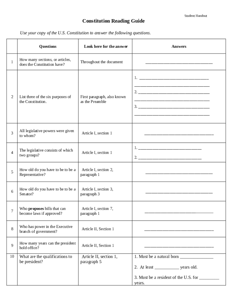 The Branches of Government Doc Template | pdfFiller