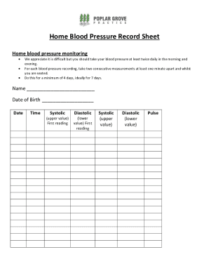 Fillable Online Blood Pressure Chart: Hypertension, How to Measure, and ...