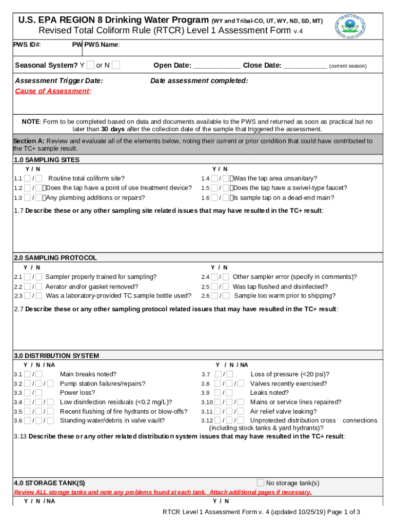 Revised Total Coli Rule Level 1 Assessment - US EPA Doc Template ...