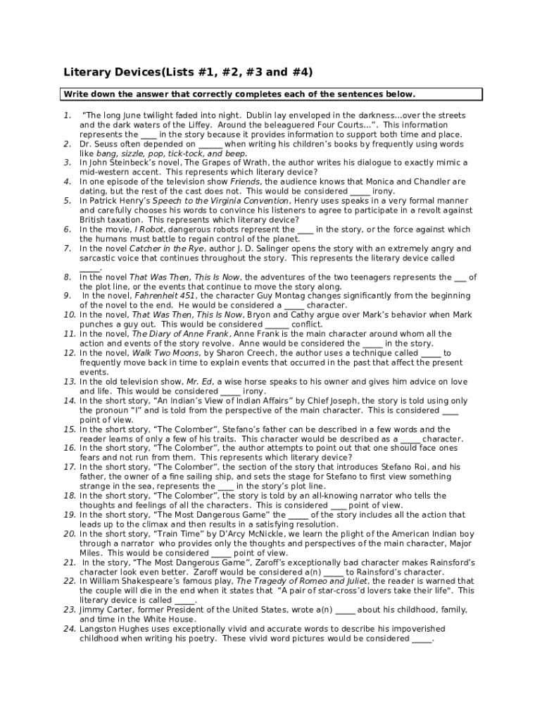 A Master-List of 30 Common Literary Devices Examples ... Doc Template ...