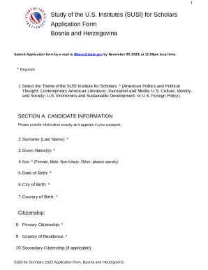 SUSI Scholars Application 1PDF Doc Template | pdfFiller