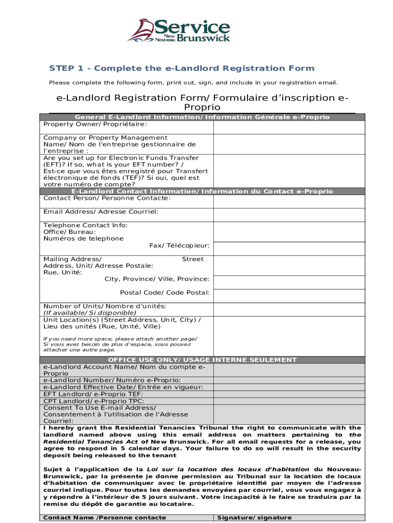 STEP 1 - Complete the e-Landlord Registration Doc Template | pdfFiller