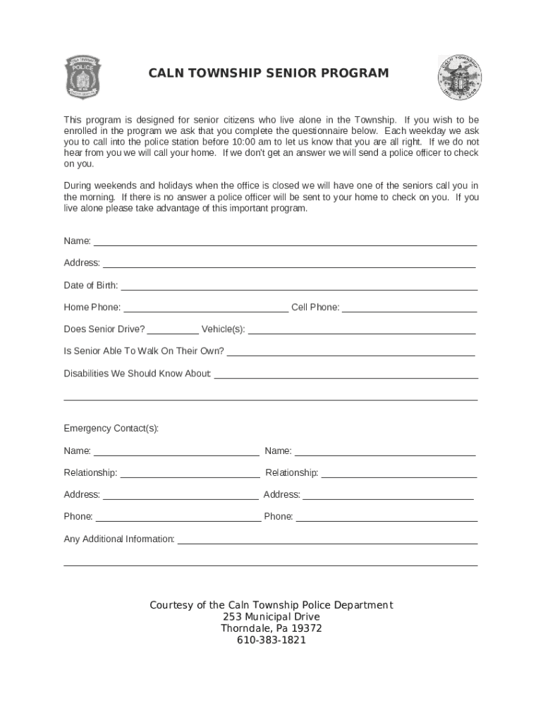 Senior Program Request Doc Template | pdfFiller