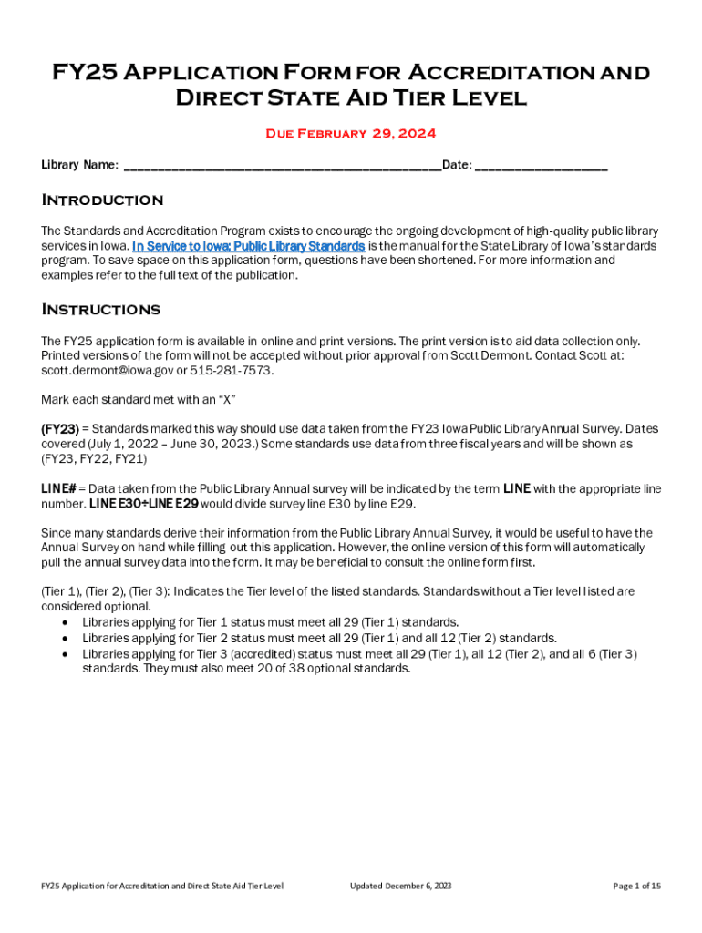 Fillable Online FY25 Application Form for Accreditation and Direct ...