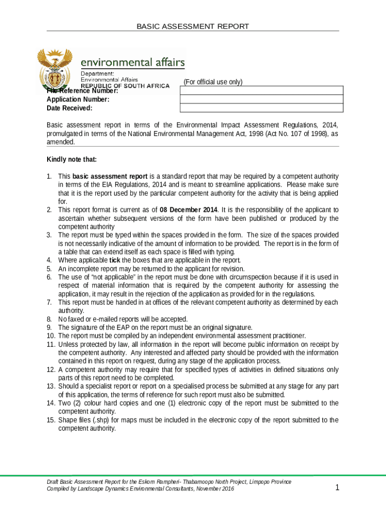 BASIC ASSESSMENT REPORT 1 (For official use only ... - WSP Doc Template ...