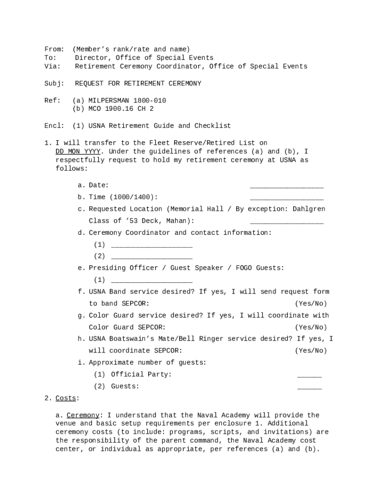 milpersman general guidelines for conducting ceremony ... Doc Template ...
