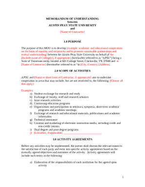 Sample MOUs Doc Template | pdfFiller