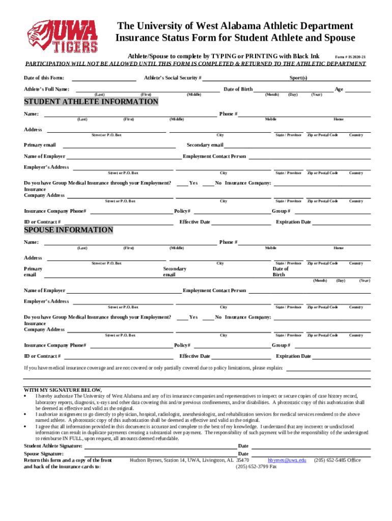 UWA Athletic Training Downloadable s - at uwa Doc Template | pdfFiller