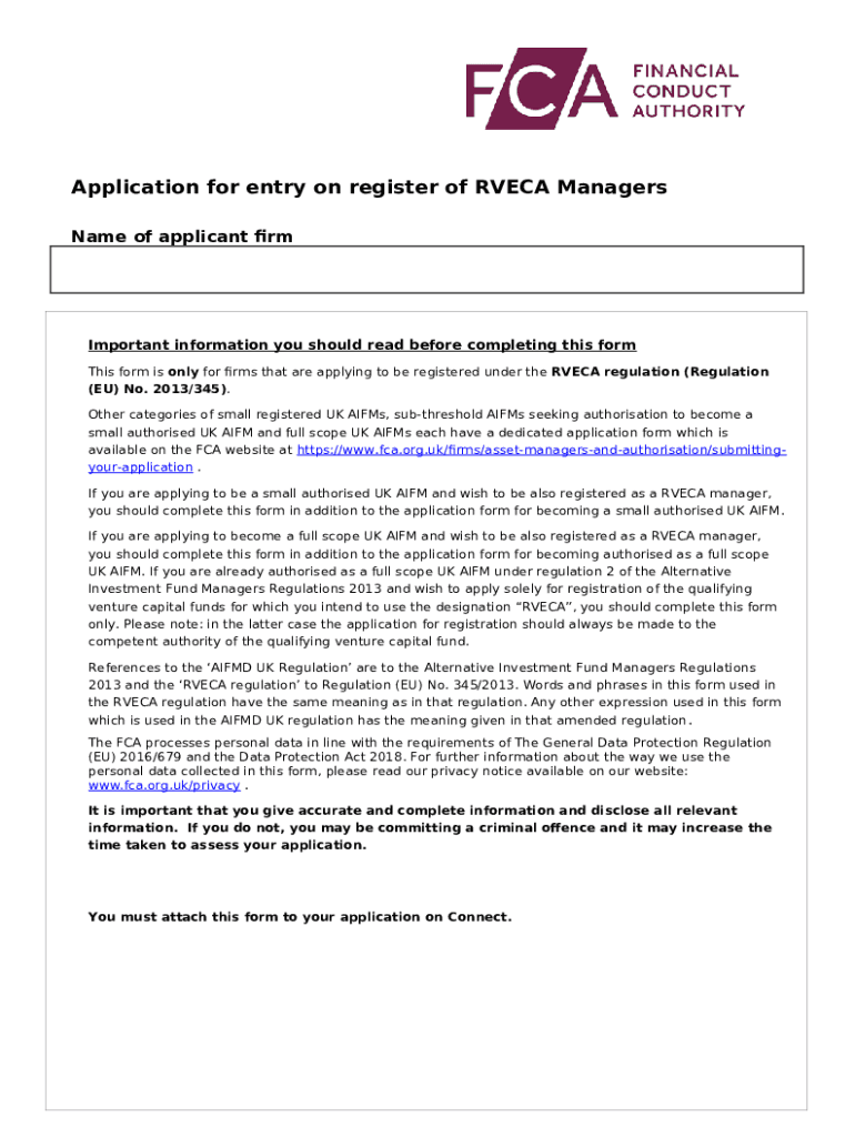 EuVECA AIFM Application Doc Template | pdfFiller