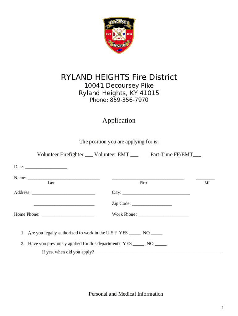 Ryland Heights & Community Volunteer Fire Department ...